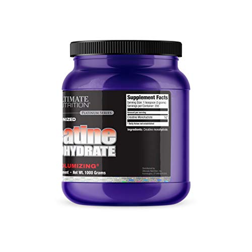 Ultimate Nutrition Creatine Monohydrate Supplement, Mass Gainer Protein Powder with Creapure, Micronized Unflavoured Powder for Muscle and Strength Support, Biovolumizing, 1000g