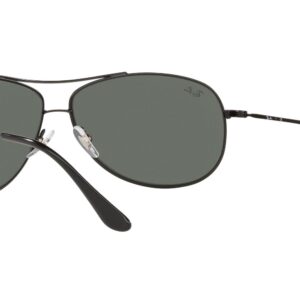 Ray-Ban RB3293 Metal Aviator Sunglasses, Matte Black/Green, 63 mm