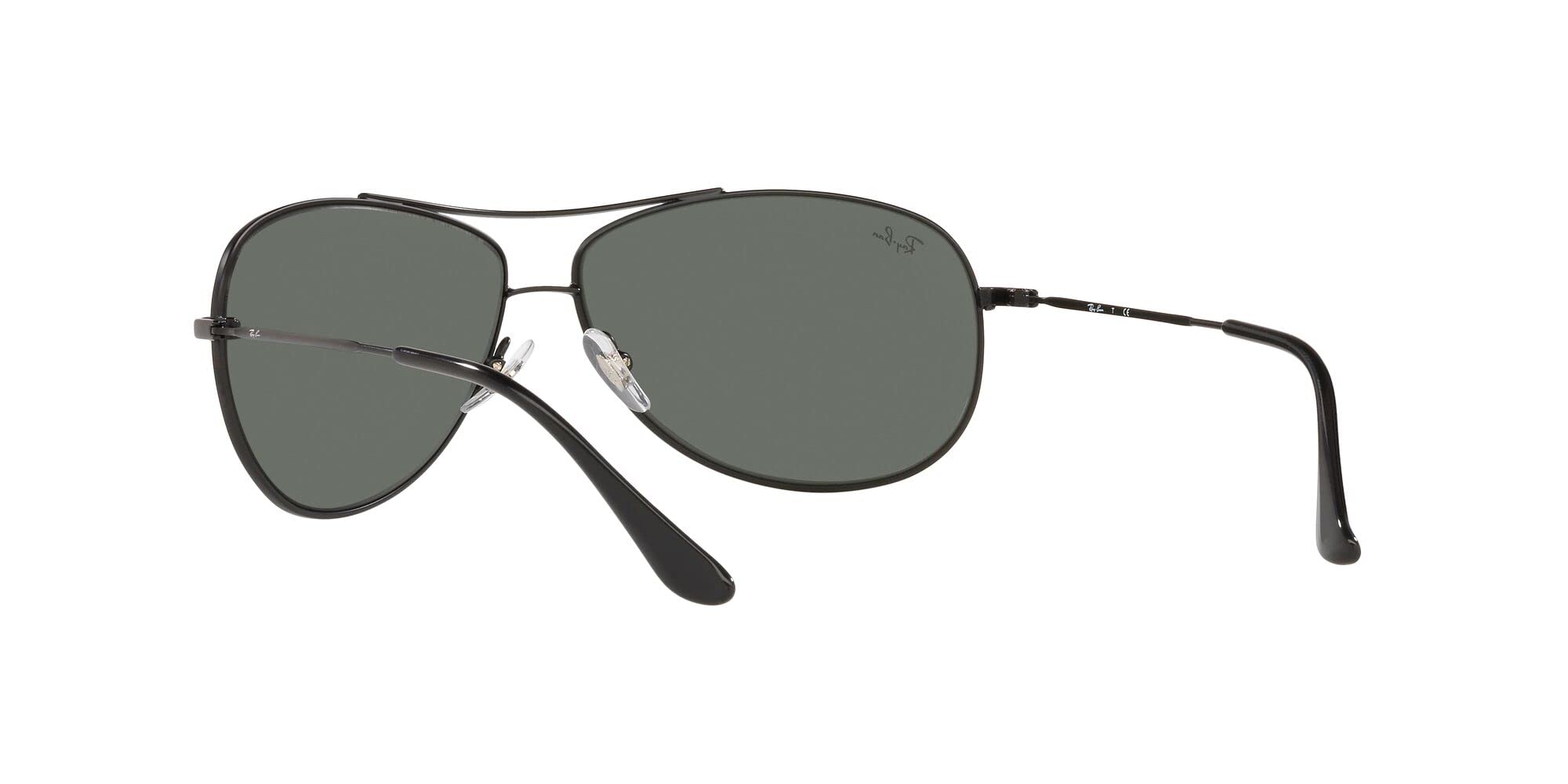 Ray-Ban RB3293 Metal Aviator Sunglasses, Matte Black/Green, 63 mm