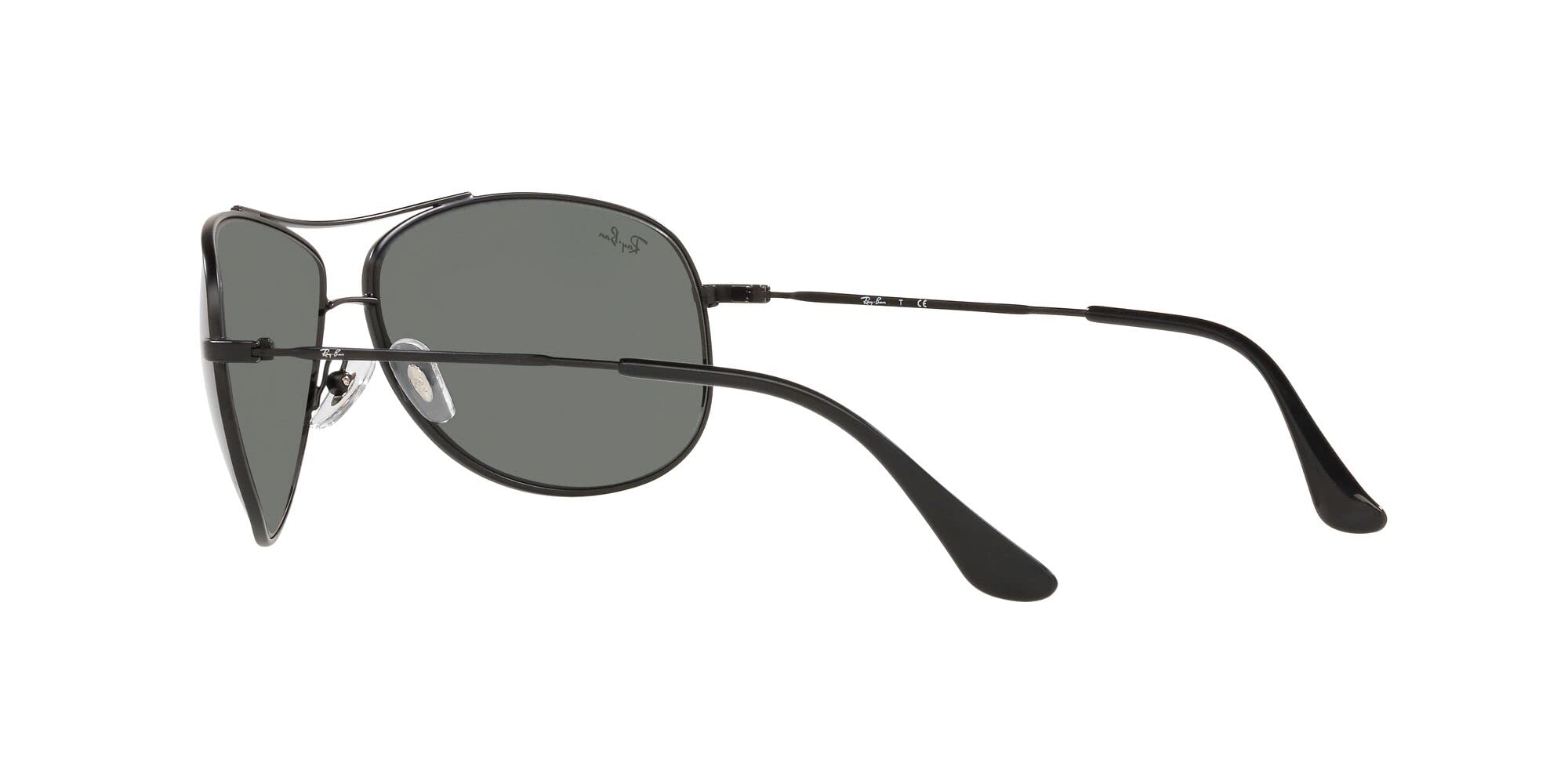 Ray-Ban RB3293 Metal Aviator Sunglasses, Matte Black/Green, 63 mm