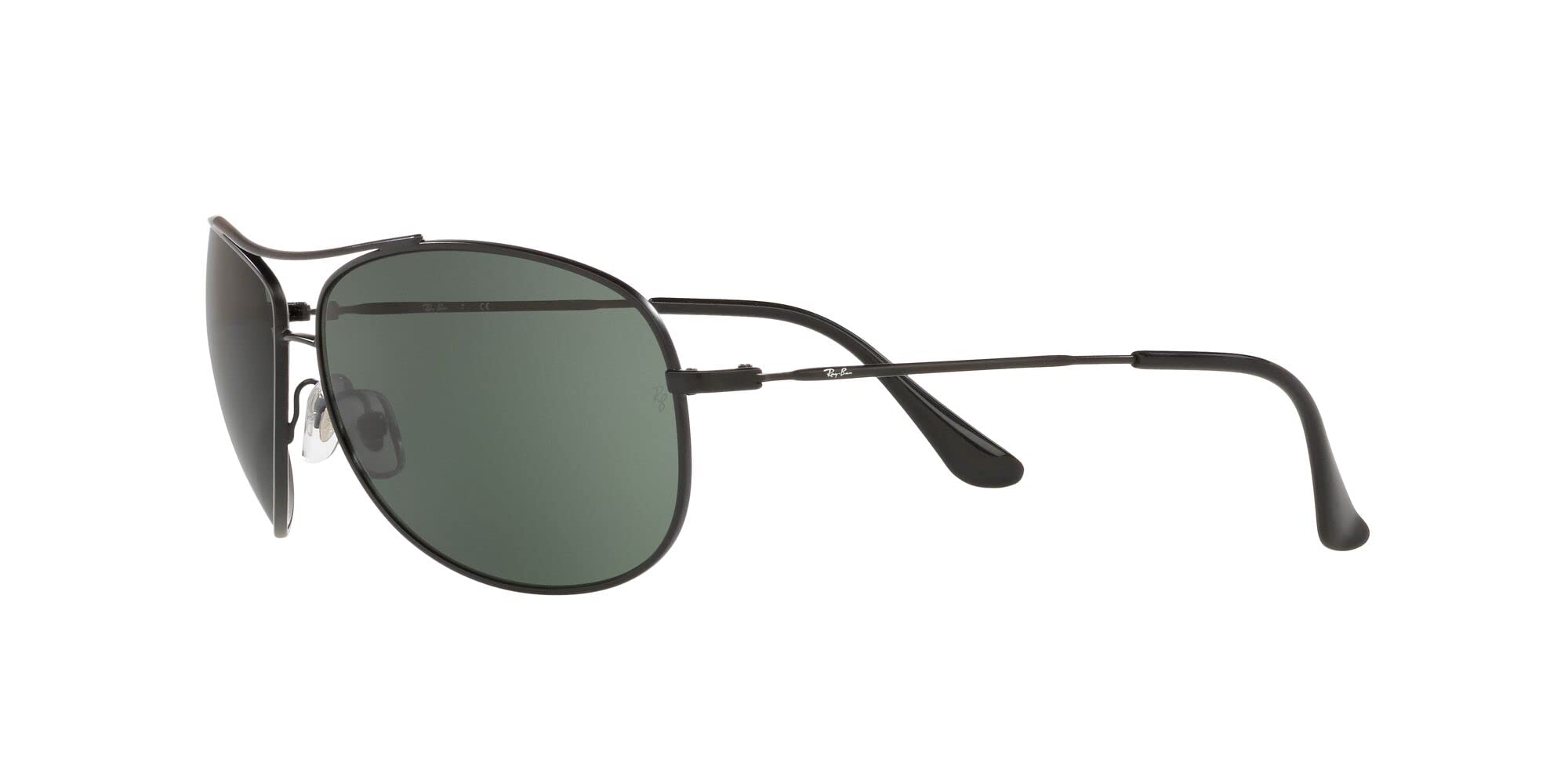 Ray-Ban RB3293 Metal Aviator Sunglasses, Matte Black/Green, 63 mm