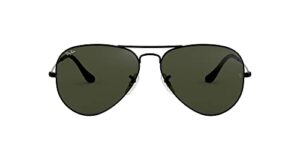 ray-ban rb3025 classic aviator sunglasses, black/g-15 green, 58 mm