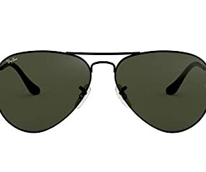 Ray-Ban RB3025 Classic Aviator Sunglasses, Black/G-15 Green, 58 mm