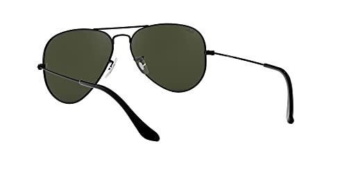 Ray-Ban RB3025 Classic Aviator Sunglasses, Black/G-15 Green, 58 mm