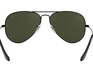 Ray-Ban RB3025 Classic Aviator Sunglasses, Black/G-15 Green, 58 mm