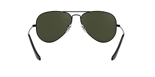 Ray-Ban RB3025 Classic Aviator Sunglasses, Black/G-15 Green, 58 mm