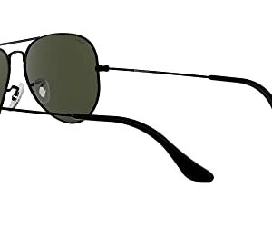 Ray-Ban RB3025 Classic Aviator Sunglasses, Black/G-15 Green, 58 mm