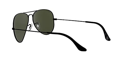 Ray-Ban RB3025 Classic Aviator Sunglasses, Black/G-15 Green, 58 mm