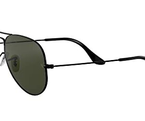 Ray-Ban RB3025 Classic Aviator Sunglasses, Black/G-15 Green, 58 mm