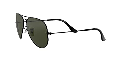 Ray-Ban RB3025 Classic Aviator Sunglasses, Black/G-15 Green, 58 mm