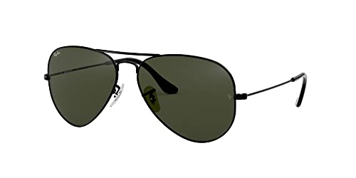 Ray-Ban RB3025 Classic Aviator Sunglasses, Black/G-15 Green, 58 mm