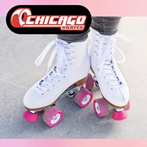 Chicago Women's and Girl's Classic Roller Skates - Premium White Quad Rink Skates - Size 6