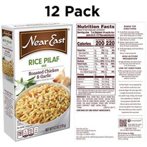 Near East Rice Pilaf Mix, Roasted Chicken & Garlic, 6.3oz Boxes (12 Pack)