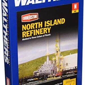 Walthers Cornerstone N Scale Model North Island Oil Refinery Kit, 8-1/16 x 5" 20.5 x 12.7cm, (933-3219)