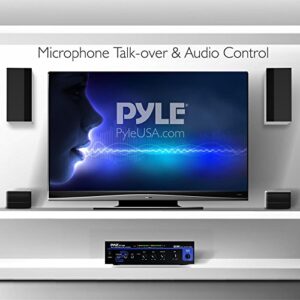 Pyle Home Compact Public Address Mono Amplifier - Professional 50W Mini Home Power Audio Sound PA Speaker Receiver System w/ RCA, Headphone, 2 Microphone Inputs, Independent Volume Control - PT110