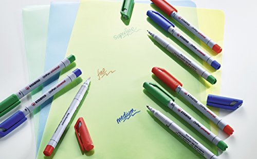 STABILO OHP Pen OHP Pen Soluble - Medium - Wallet of 4 - Assorted Colours