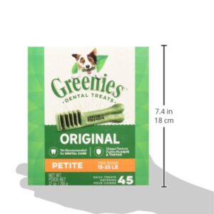 GREENIES Original Petite Natural Dog Dental Care Chews Oral Health Dog Treats, 27 oz. Pack (45 Treats)