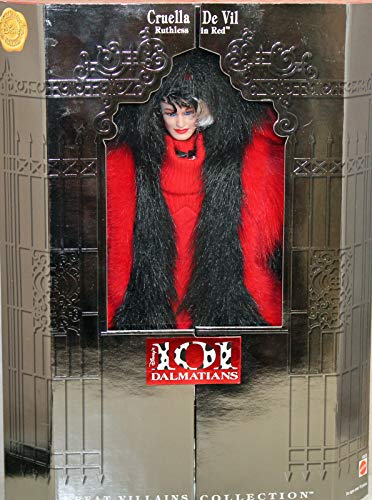 Barbie Cruella De Vil Ruthless in Red Great Villains 101 Dalmatian Doll