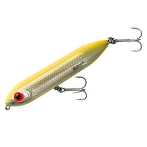 heddon super spook topwater fishing lure for saltwater and freshwater, bone/silver, super spook (7/8 oz)