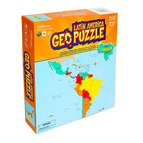 GeoToys — GeoPuzzle Latin America — Educational Kid Toys for Boys and Girls, 50 Piece Geography Jigsaw Puzzle, Jumbo Size Kids Puzzle — Ages 4 and up