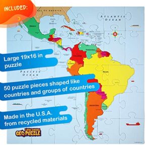 GeoToys — GeoPuzzle Latin America — Educational Kid Toys for Boys and Girls, 50 Piece Geography Jigsaw Puzzle, Jumbo Size Kids Puzzle — Ages 4 and up