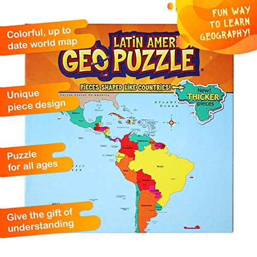 GeoToys — GeoPuzzle Latin America — Educational Kid Toys for Boys and Girls, 50 Piece Geography Jigsaw Puzzle, Jumbo Size Kids Puzzle — Ages 4 and up