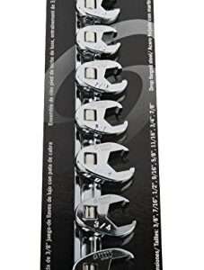 Sunex 9708 3/8-Inch Drive Fractional Crowfoot Flare Nut Wrench Set, 3/8-Inch - 7/8-Inch, Fully Polished, 8-Piece