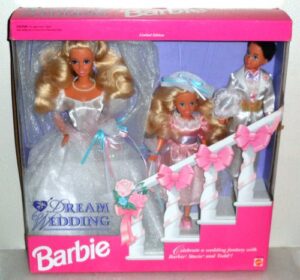 barbie dream wedding gift set w barbie, stacie & todd dolls (1993)