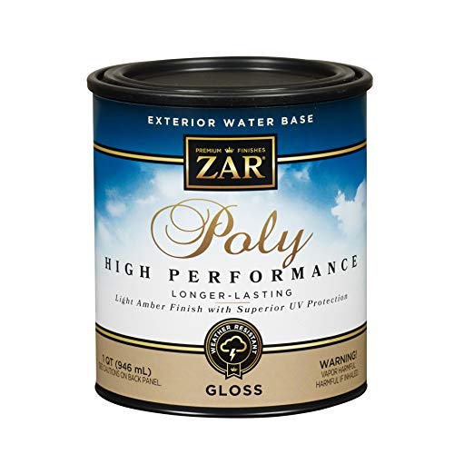 ZAR Clear 32612 1 Quart Gloss Exterior Water Based Polyurethane, QT