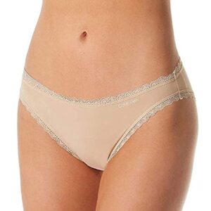 calvin klein women's microfiber mix bikini panty, sand dune, small