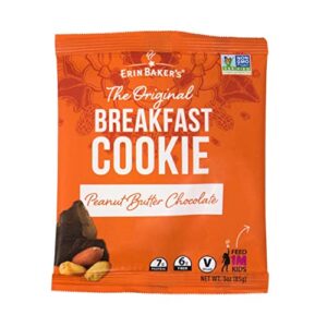 erin baker's breakfast cookies, peanut butter chocolate, whole grain, non-gmo, 3-ounce (pack of 12)