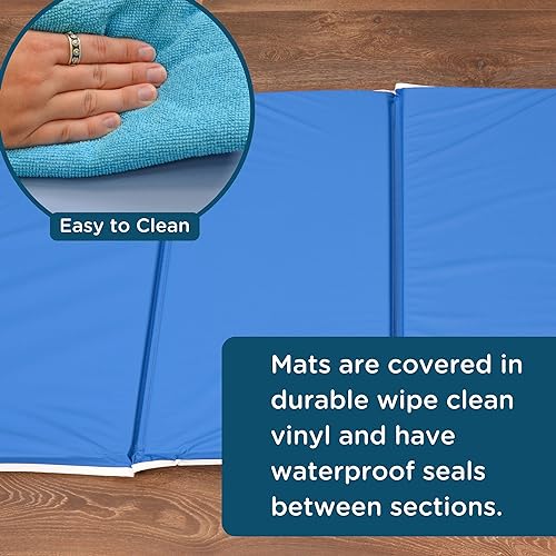 Children's Factory - CF400-052 1" Tough Duty Folding Blue Rest Mat for Toddlers & Kids, 4-Fold Daycare Sleeping Floor Mat, Portable Foam Napping Mats, 10 Pack