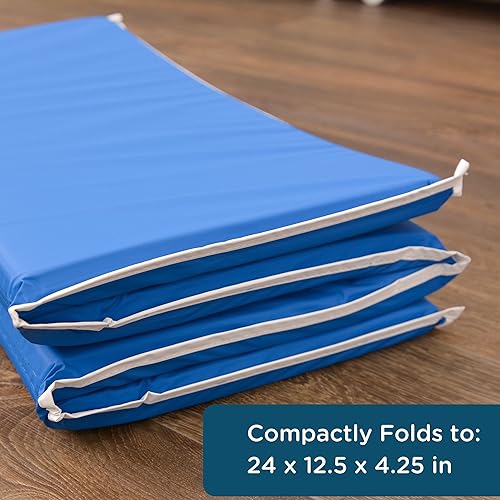 Children's Factory - CF400-052 1" Tough Duty Folding Blue Rest Mat for Toddlers & Kids, 4-Fold Daycare Sleeping Floor Mat, Portable Foam Napping Mats, 10 Pack