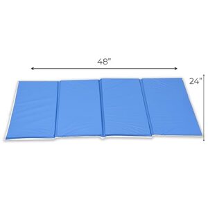 Children's Factory - CF400-052 1" Tough Duty Folding Blue Rest Mat for Toddlers & Kids, 4-Fold Daycare Sleeping Floor Mat, Portable Foam Napping Mats, 10 Pack