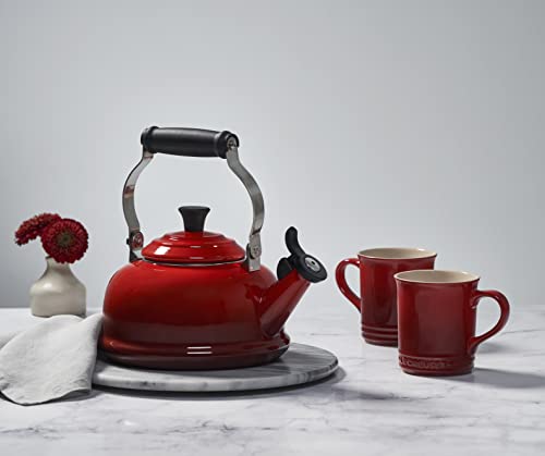 Le Creuset Enamel On Steel Whistling Tea Kettle, 1.7 qt., Cerise