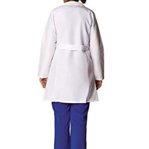 Medline Women's Staff Length Lab Coat, Poly/Cotton Blend, Button Up, with Pockets, for Clinics, Doctors, Lab Techs, Professional, White, Size 6