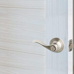 Design House 700492 Springdale Privacy Bed and Bath Door Lever Satin Nickel