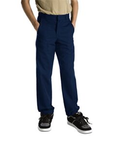 dickies boys' big flex waist flat front pants, dark navy, 12