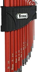 Titan 12713 Extra-Long Arm Ball Tip SAE Hex Key Set, 13 Piece , Red