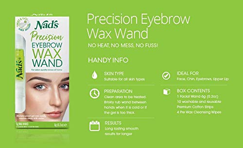 Nad's Eyebrow Shaper Wax Kit Eyebrow Facial Hair Removal Delicate Areas Cotton Strips, Cleansing Wipes, 0.2 Ounce (Pack of 1)