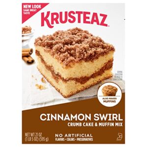 krusteaz cinnamon swirl crumb cake and muffin mix, 21 oz box