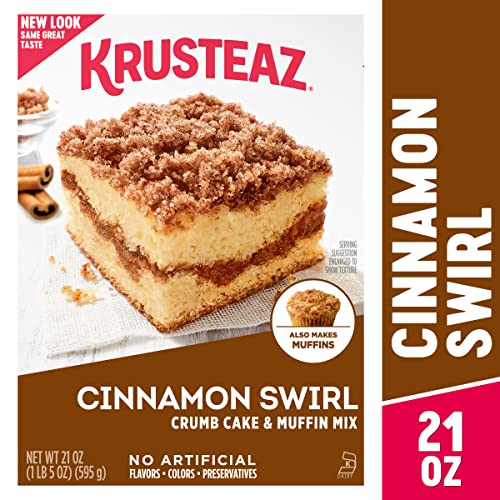 Krusteaz Cinnamon Swirl Crumb Cake and Muffin Mix, 21 oz Box