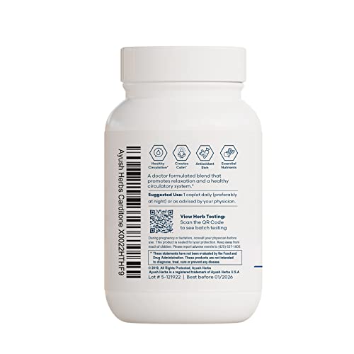 Ayush Herbs Carditone, Doctor-Formulated Natural Ayurvedic Herbal Supplement, Trusted for Over 30 Years, 60 Vegetarian Caplets