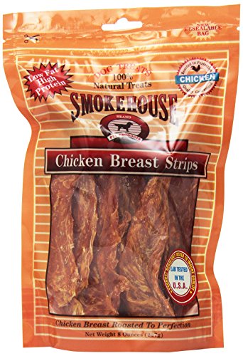 Smokehouse 100-Percent Natural Chicken Breast Strips Dog Treats, 8-Ounce