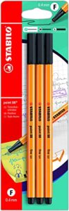 stabilo point 88 erasable fineliner superfine 0.4mm - black (pack of 3)