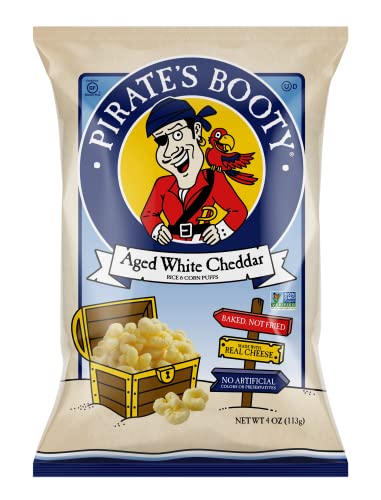 Pirate's Booty Aged White Cheddar Cheese Puffs, Gluten Free, Halloween Snacks for Kids, Healthy Kids Snacks, 4oz Grocery Size Snack Bag