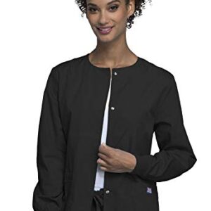 Snap Front Workwear Originals Scrub Jackets for Women Plus Size 4350, 3XL, Black