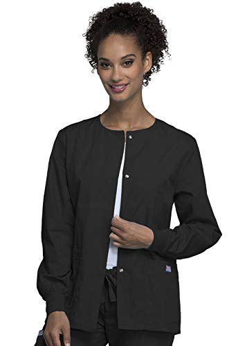 Snap Front Workwear Originals Scrub Jackets for Women Plus Size 4350, 3XL, Black