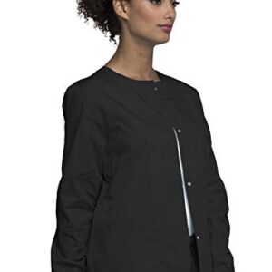 Snap Front Workwear Originals Scrub Jackets for Women Plus Size 4350, 3XL, Black