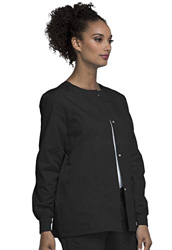 Snap Front Workwear Originals Scrub Jackets for Women Plus Size 4350, 3XL, Black